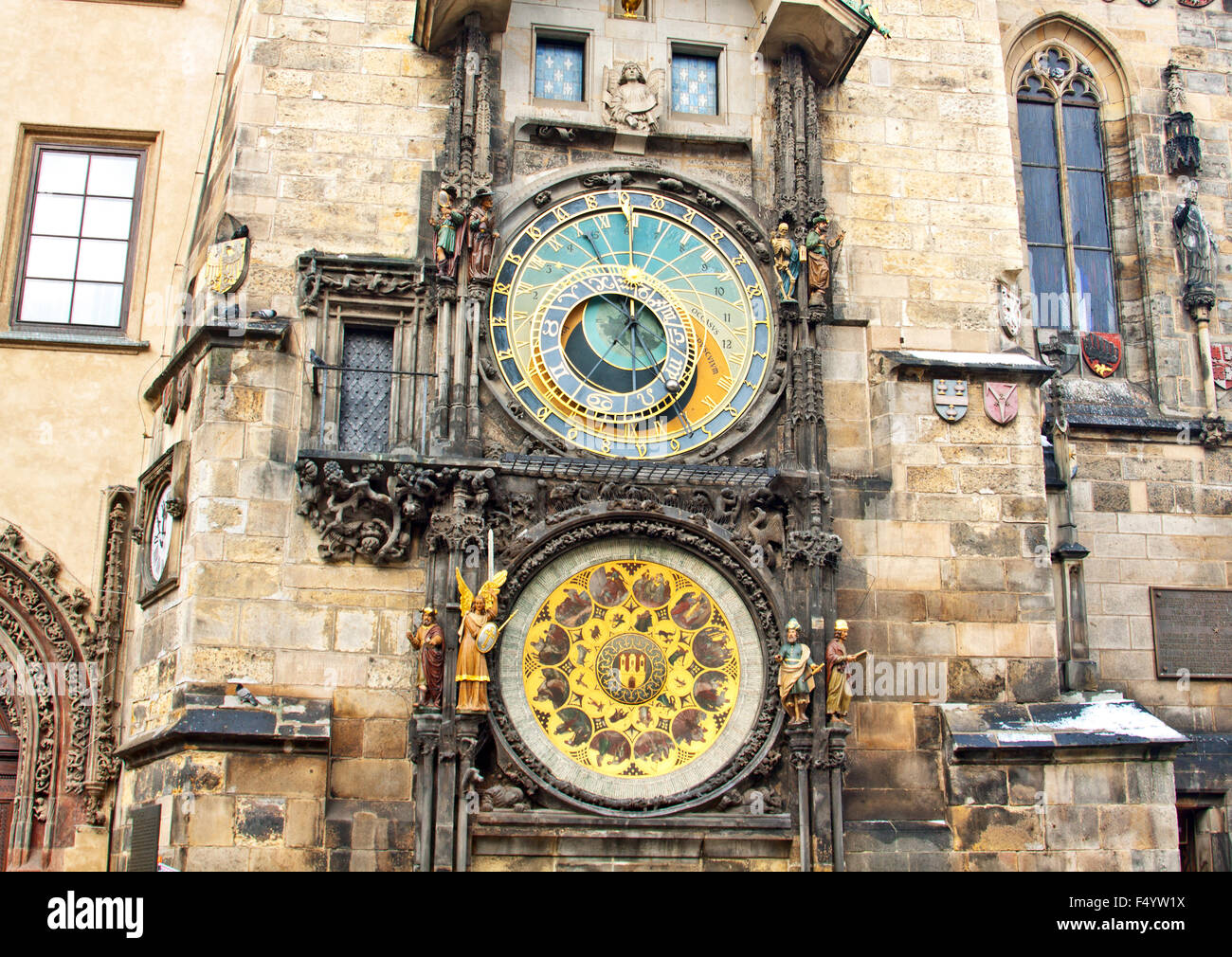 Famous astronomical clock at the Old Town square in Prague, Czech ...