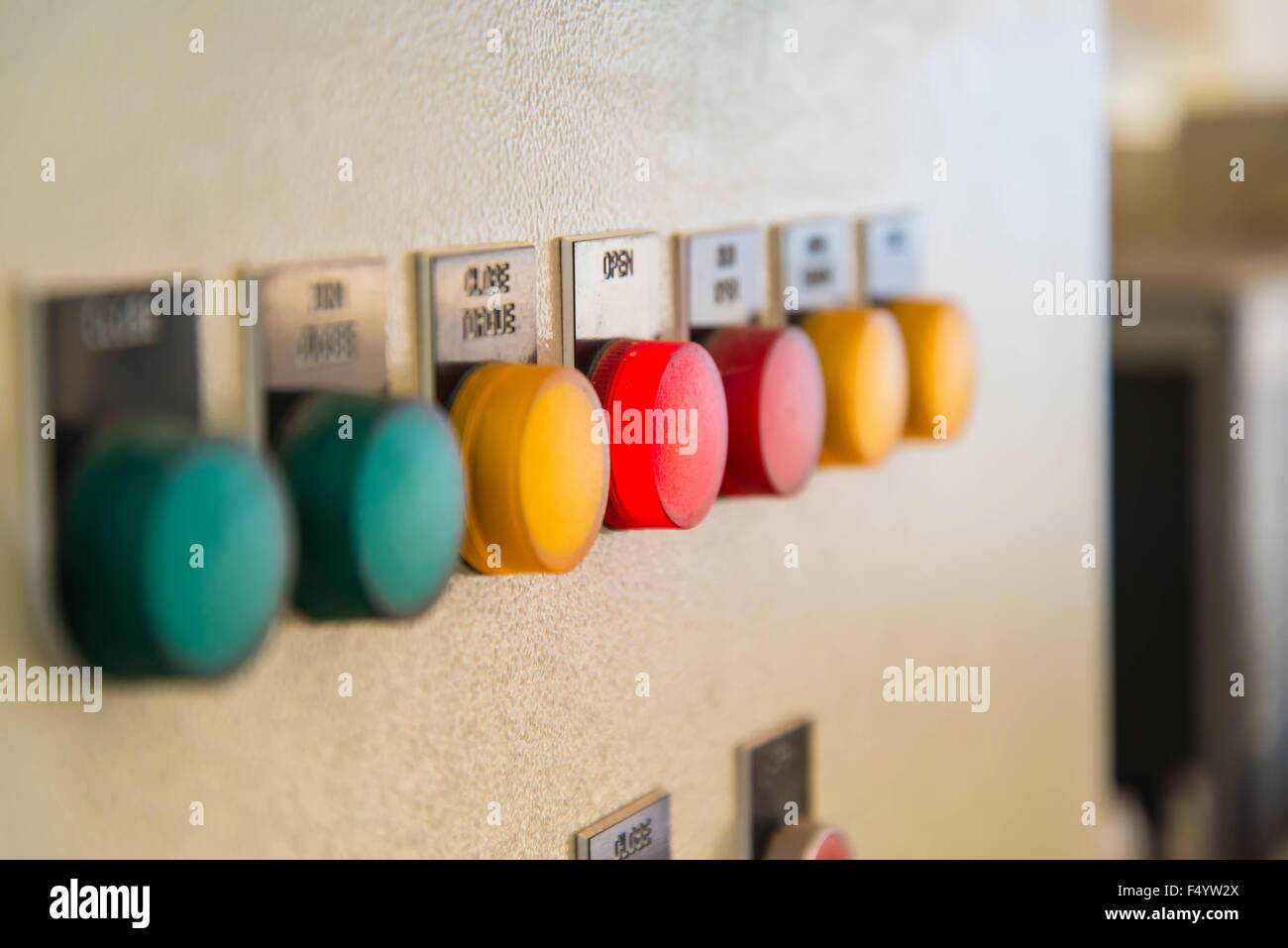 Control panel in the factory, Electrical control circuit Stock Photo ...