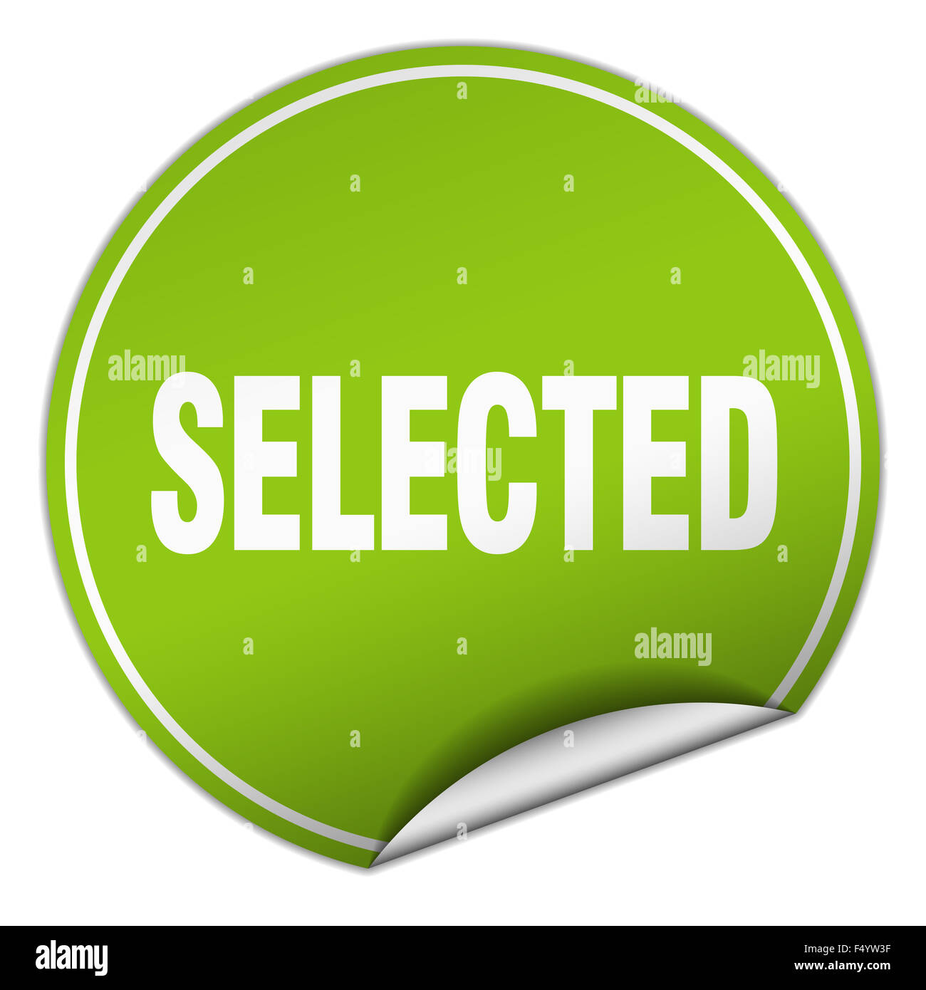 selected round green sticker isolated on white Stock Photo - Alamy