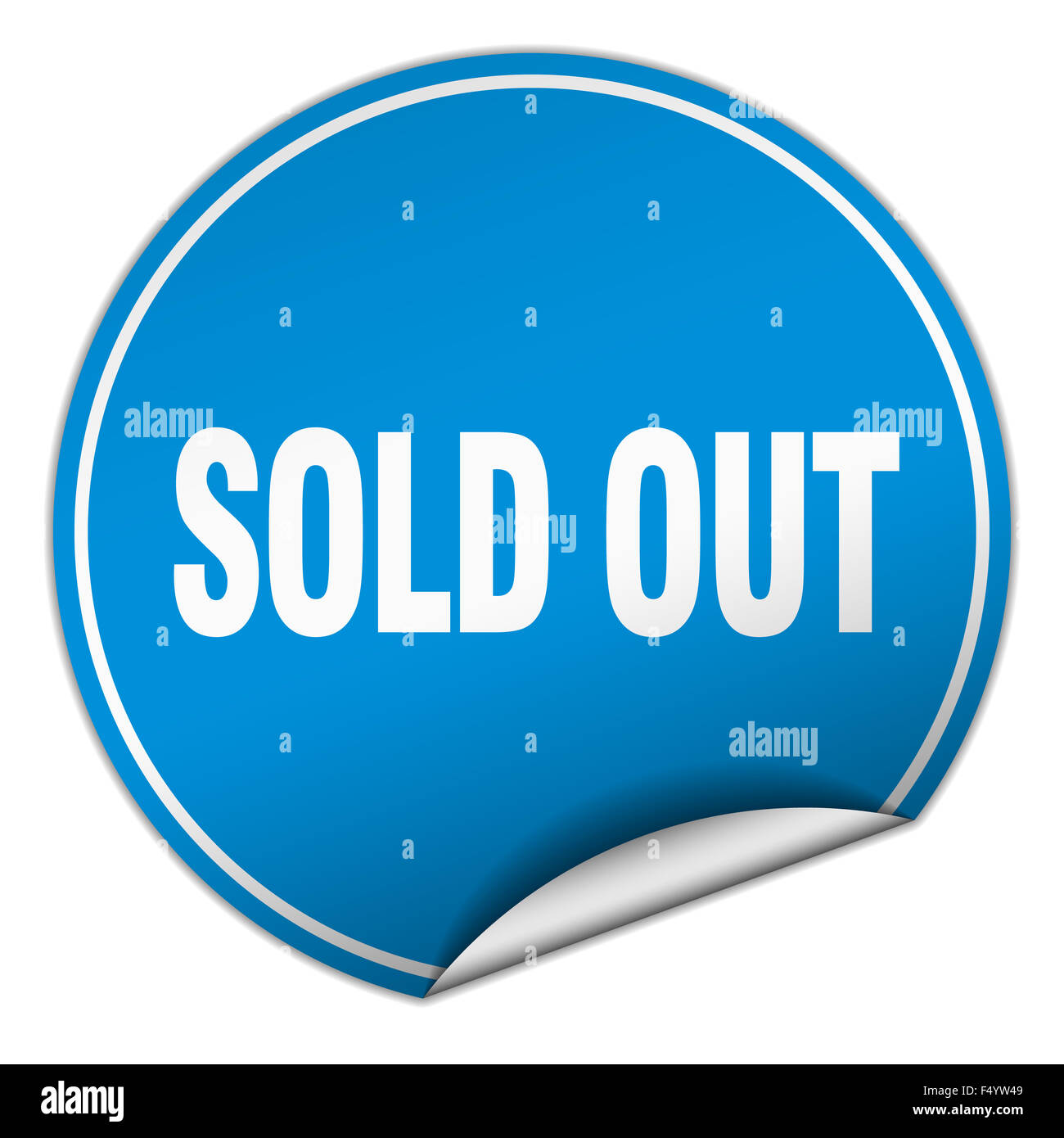 sold out round blue sticker isolated on white Stock Photo - Alamy
