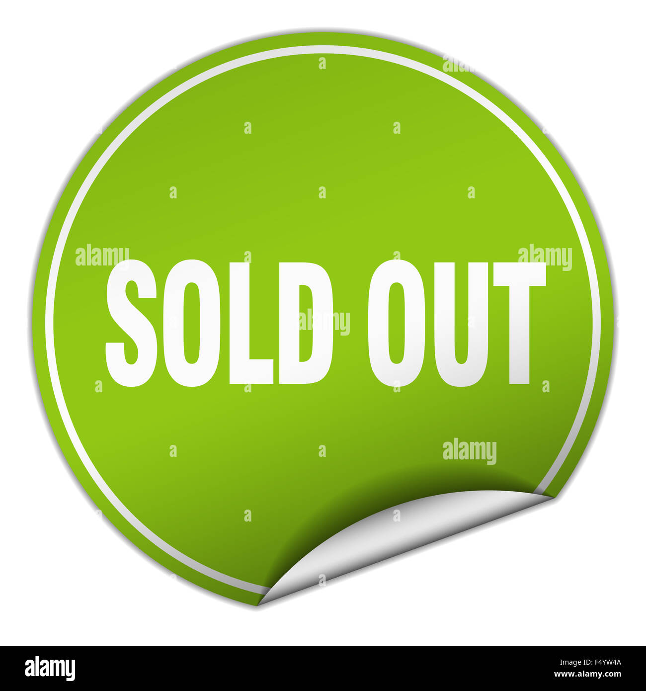 sold out round green sticker isolated on white Stock Photo - Alamy