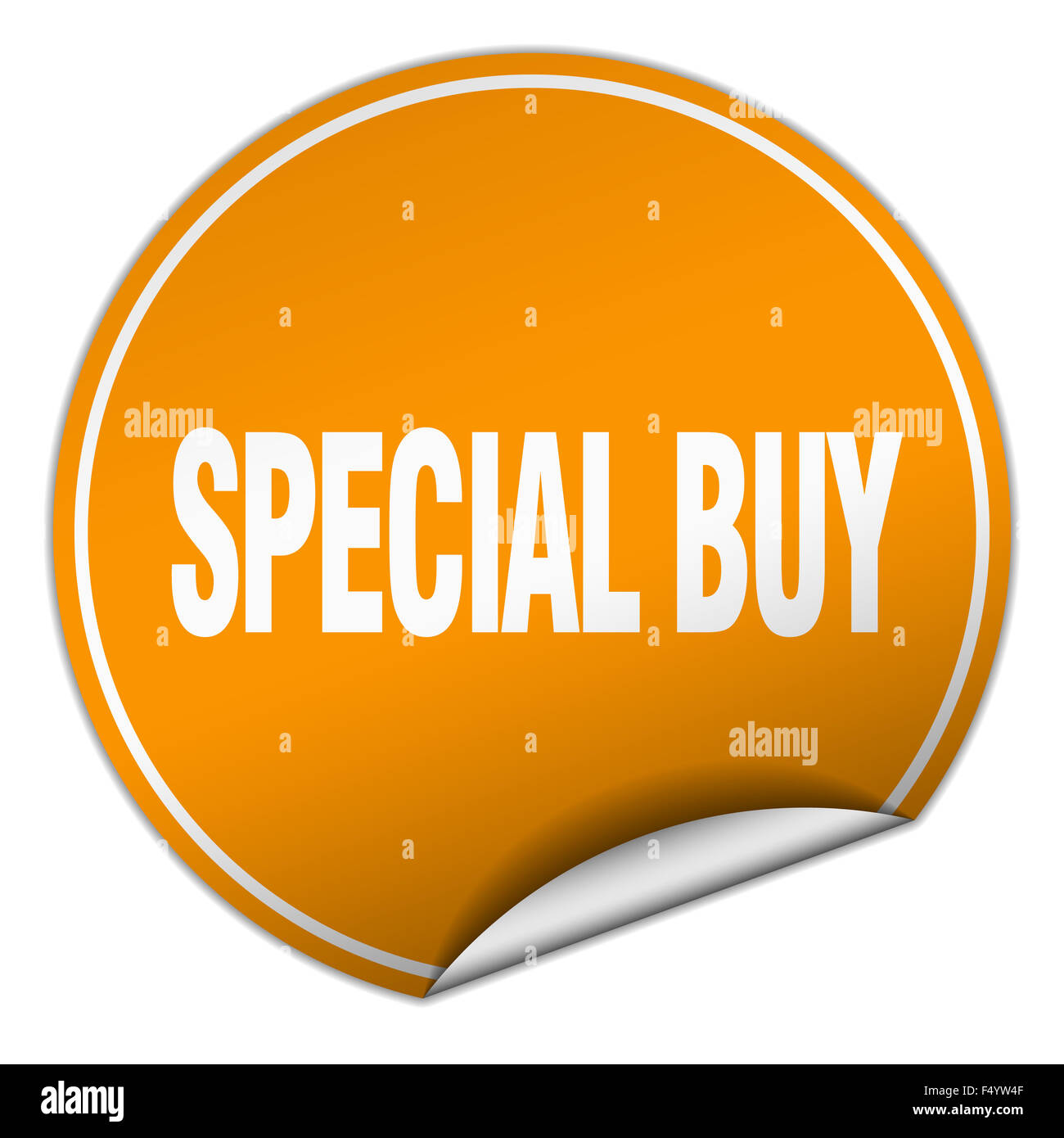 special buy round orange sticker isolated on white Stock Photo - Alamy