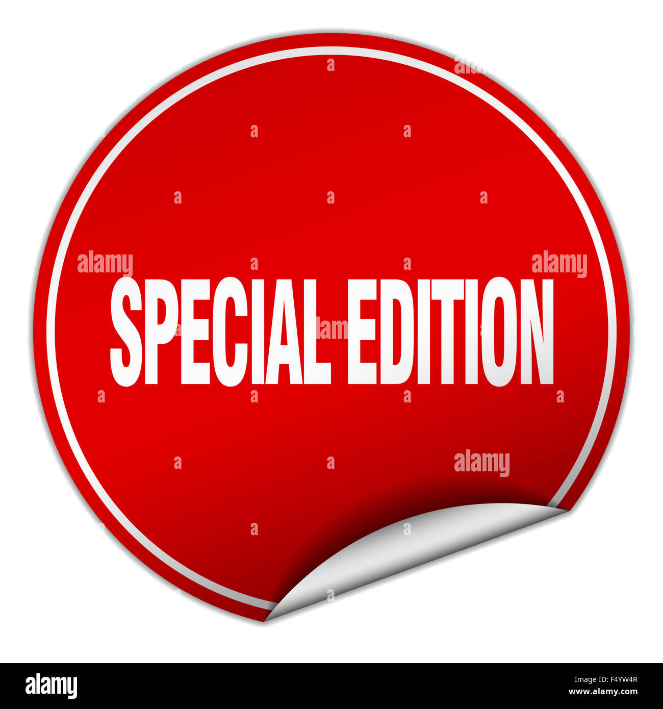 special edition round red sticker isolated on white Stock Photo - Alamy