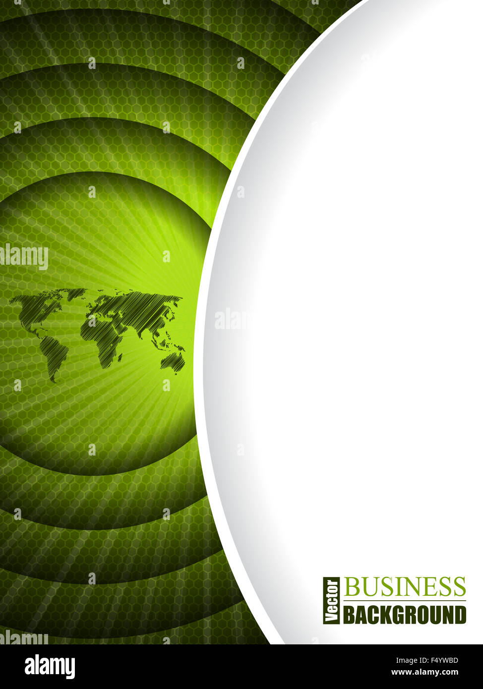 Green business brochure template design with scribbled world map in ...
