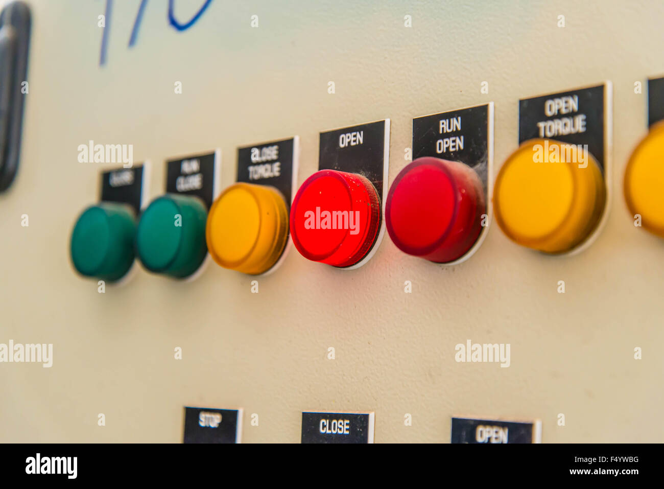 Control panel in the factory, Electrical control circuit Stock Photo ...
