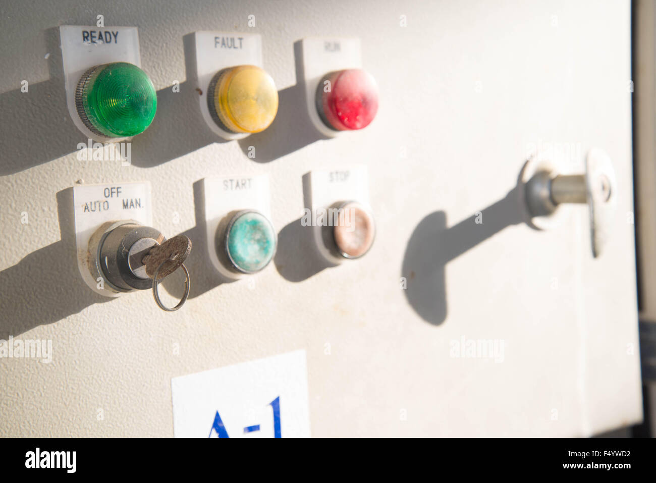 Control panel in the factory, Electrical control circuit Stock Photo ...