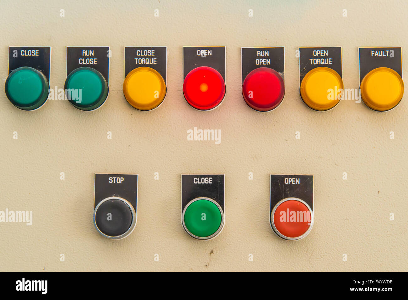 Control panel in the factory, Electrical control circuit Stock Photo ...