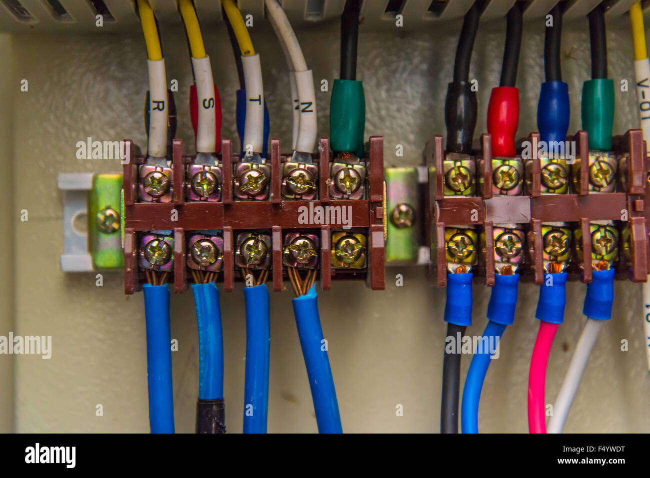 Control panel in the factory, Electrical control circuit Stock Photo ...