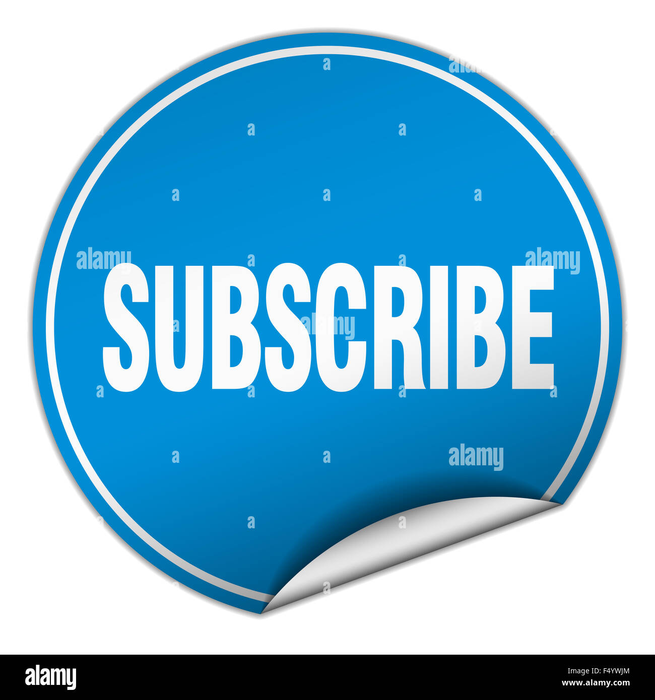 subscribe round blue sticker isolated on white Stock Photo - Alamy