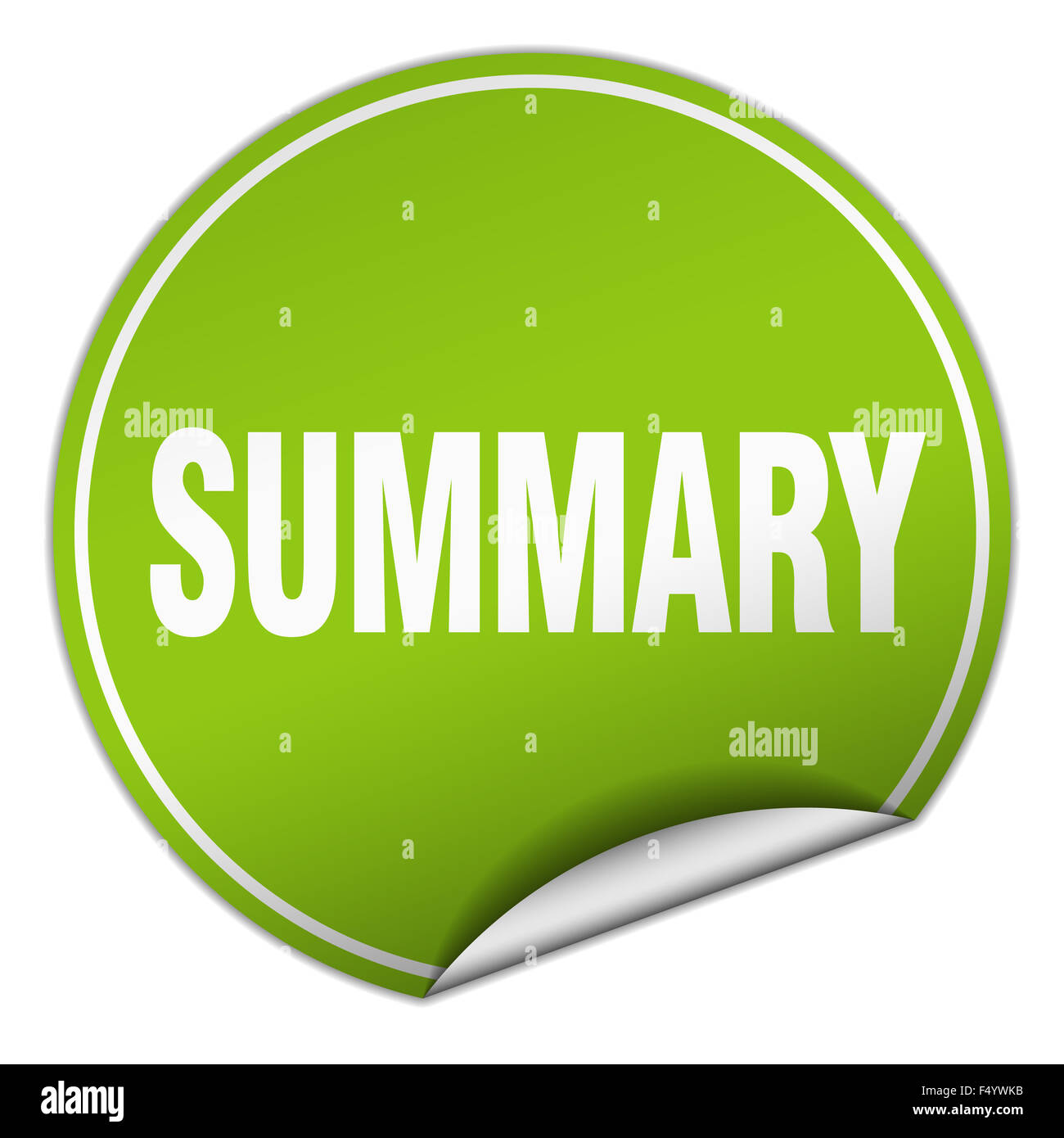 summary round green sticker isolated on white Stock Photo - Alamy