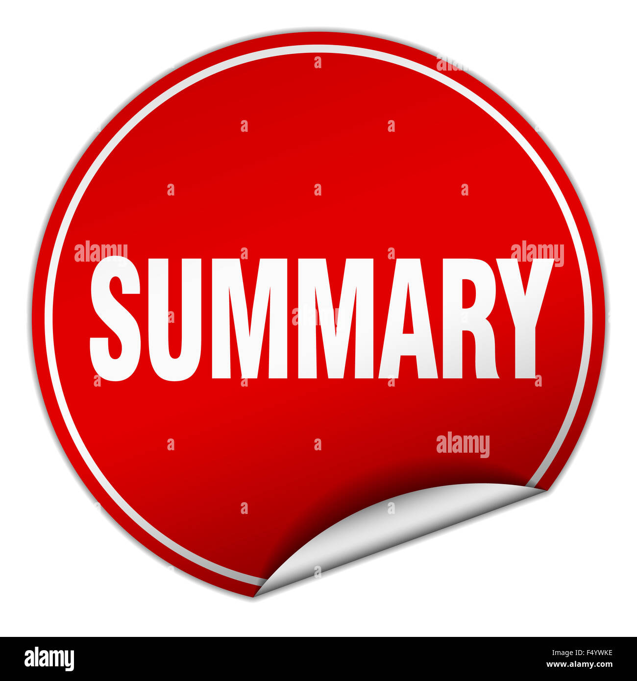 summary round red sticker isolated on white Stock Photo - Alamy