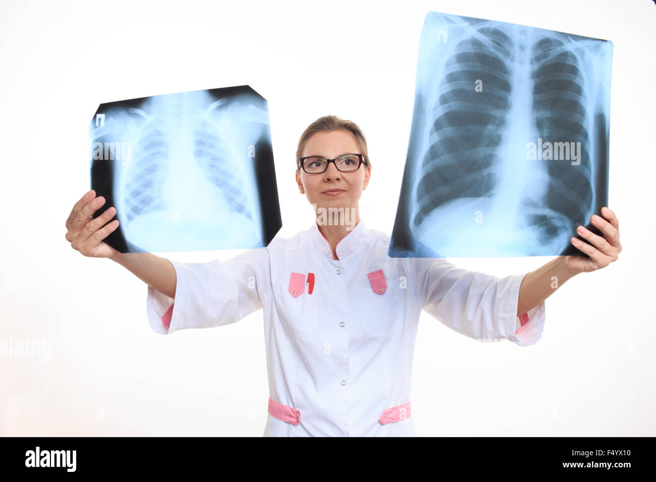 doctor compares the two X-ray Stock Photo - Alamy