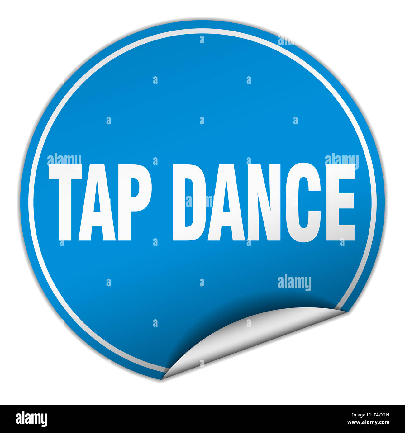 tap dance round blue sticker isolated on white Stock Photo - Alamy