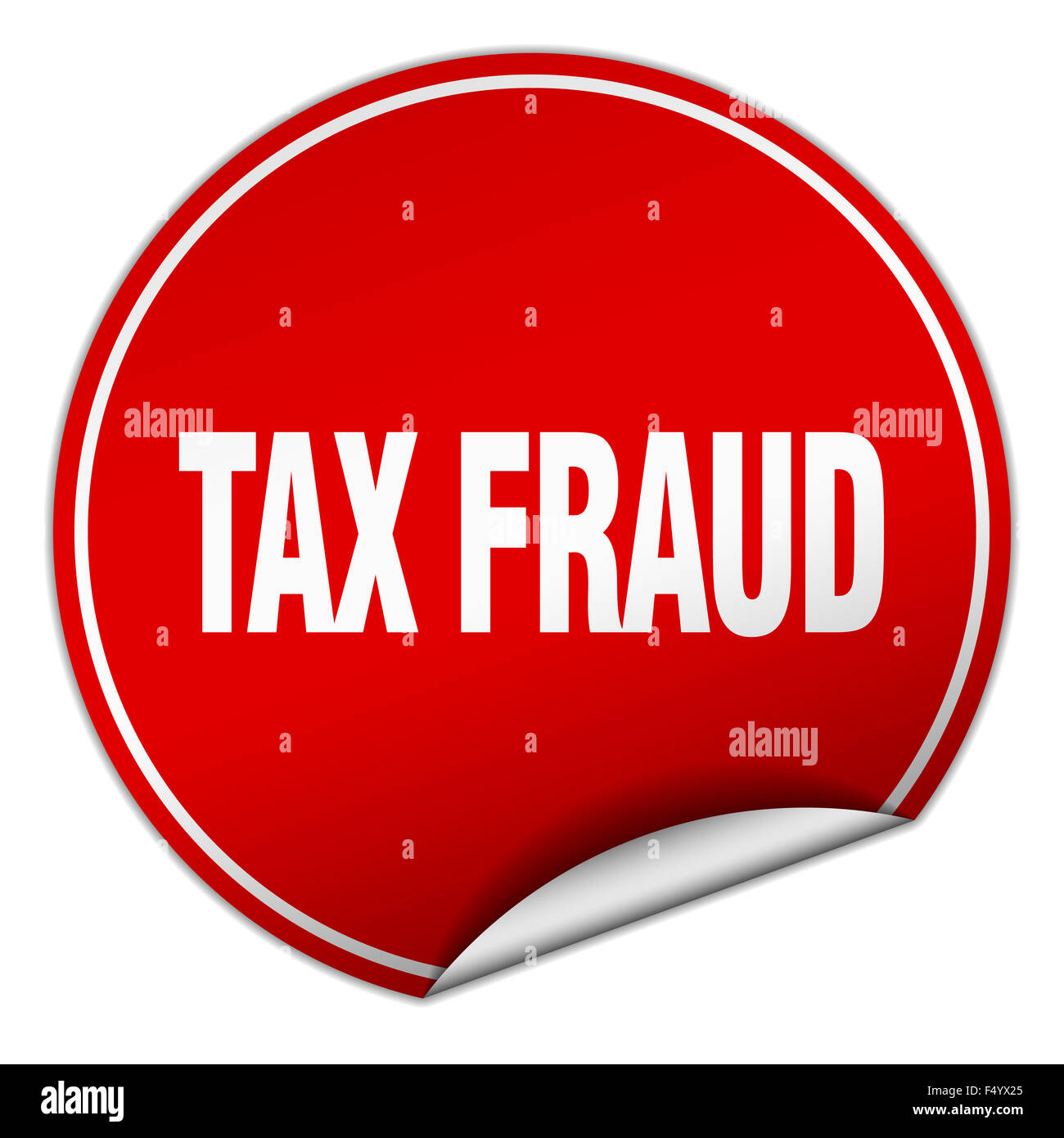 tax fraud round red sticker isolated on white Stock Photo - Alamy