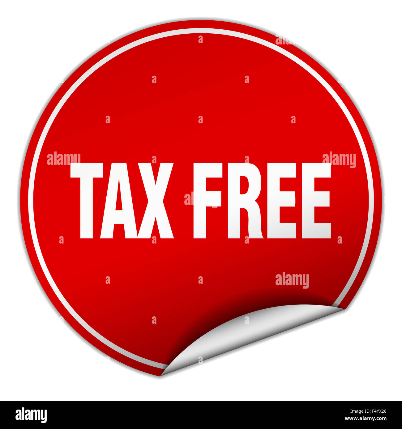 tax free round red sticker isolated on white Stock Photo - Alamy