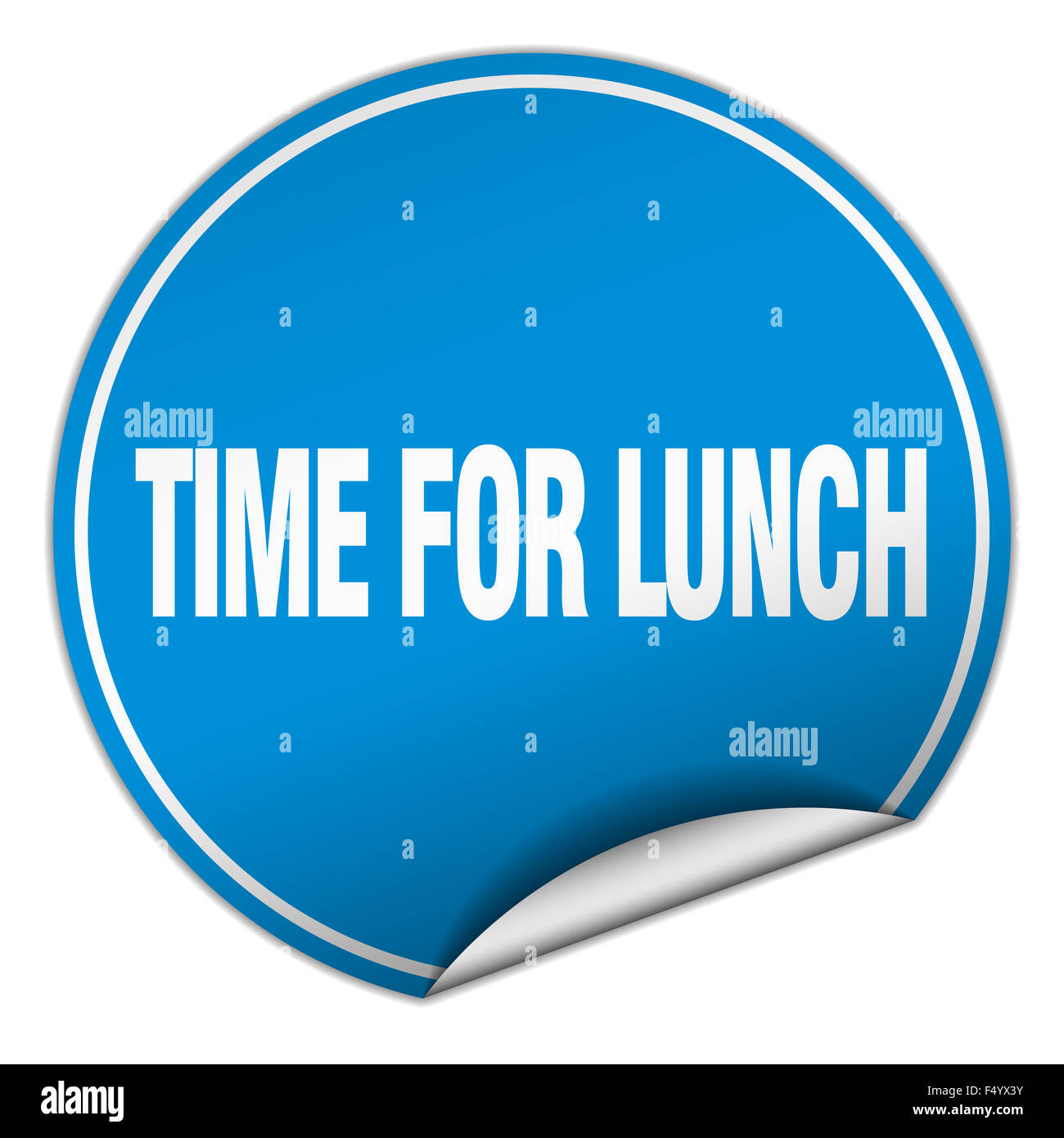 time for lunch round blue sticker isolated on white Stock Photo - Alamy