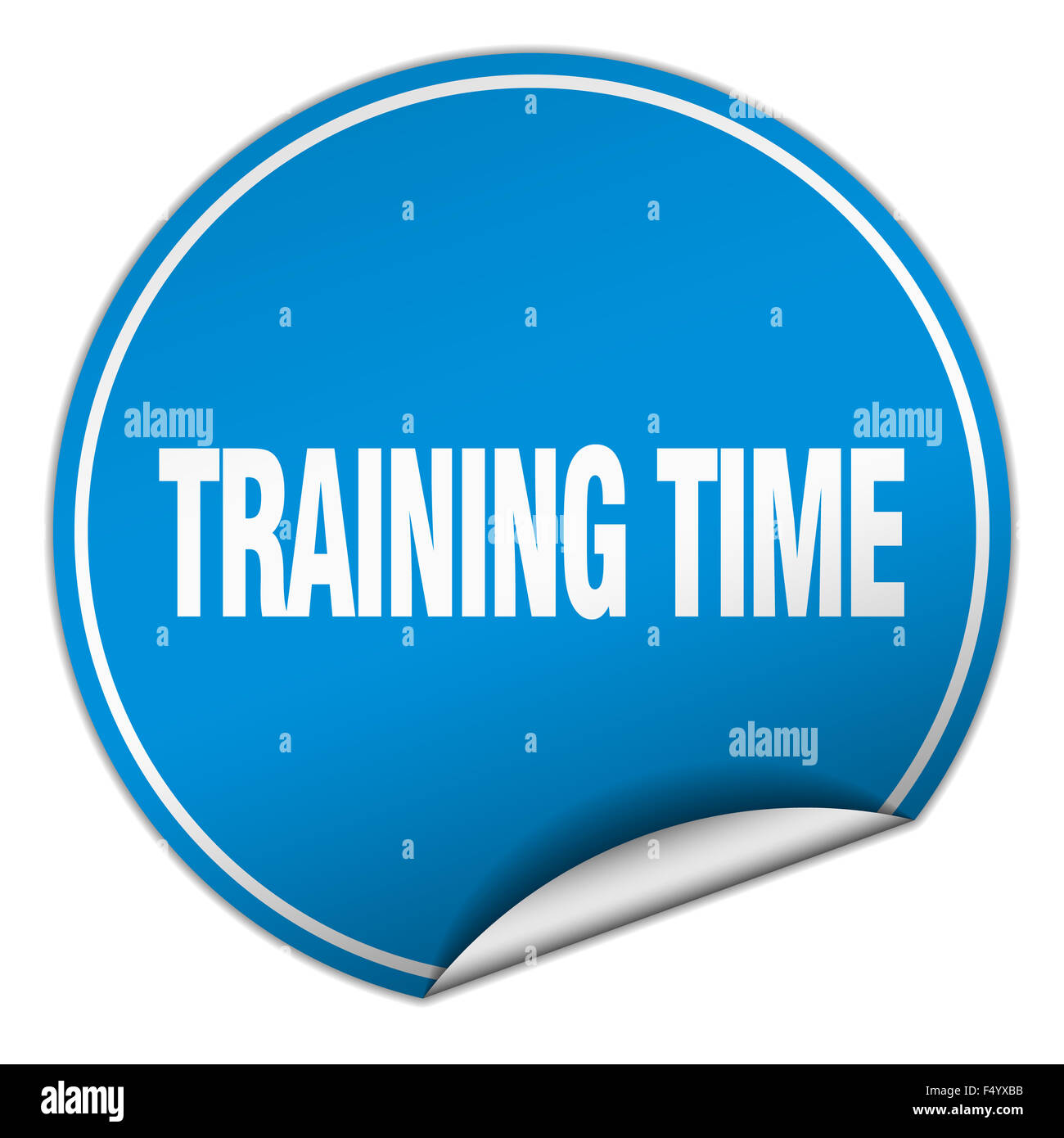 training time round blue sticker isolated on white Stock Photo - Alamy