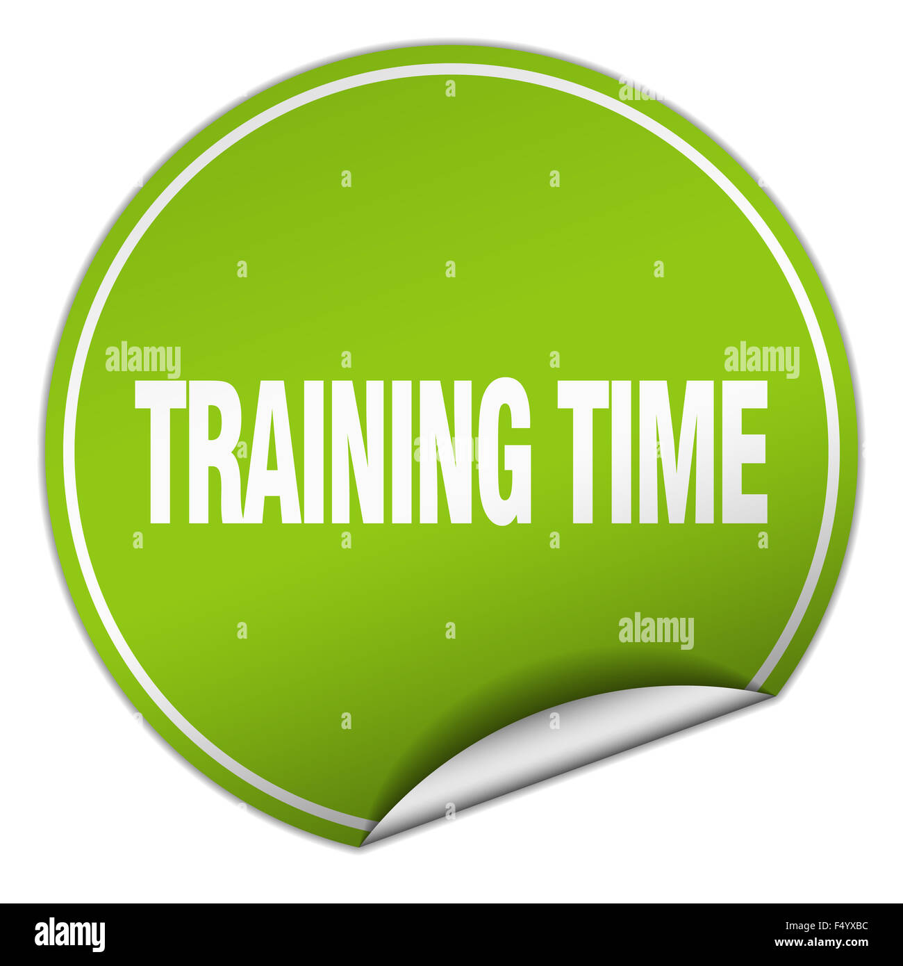training time round green sticker isolated on white Stock Photo - Alamy