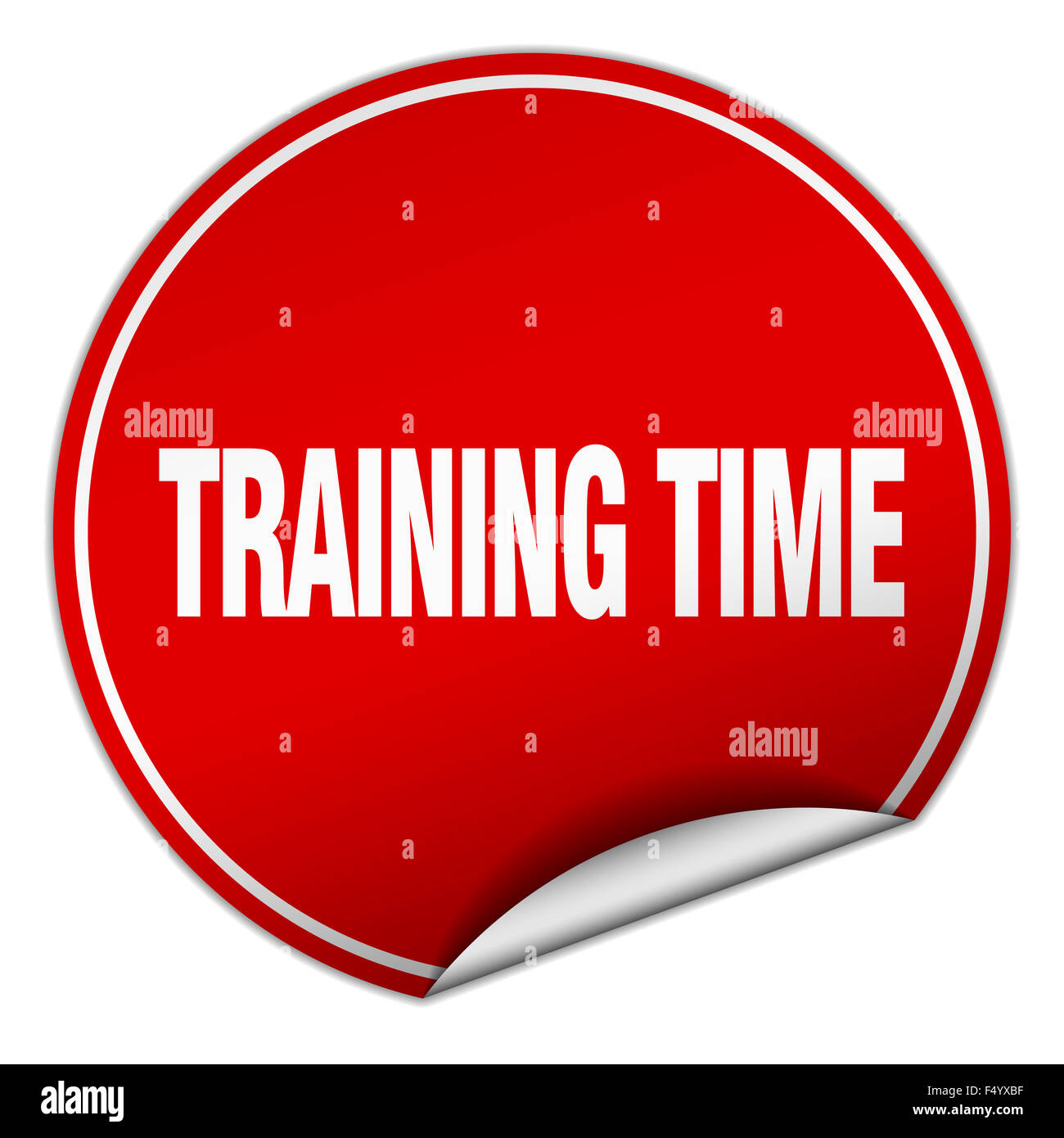 training time round red sticker isolated on white Stock Photo - Alamy