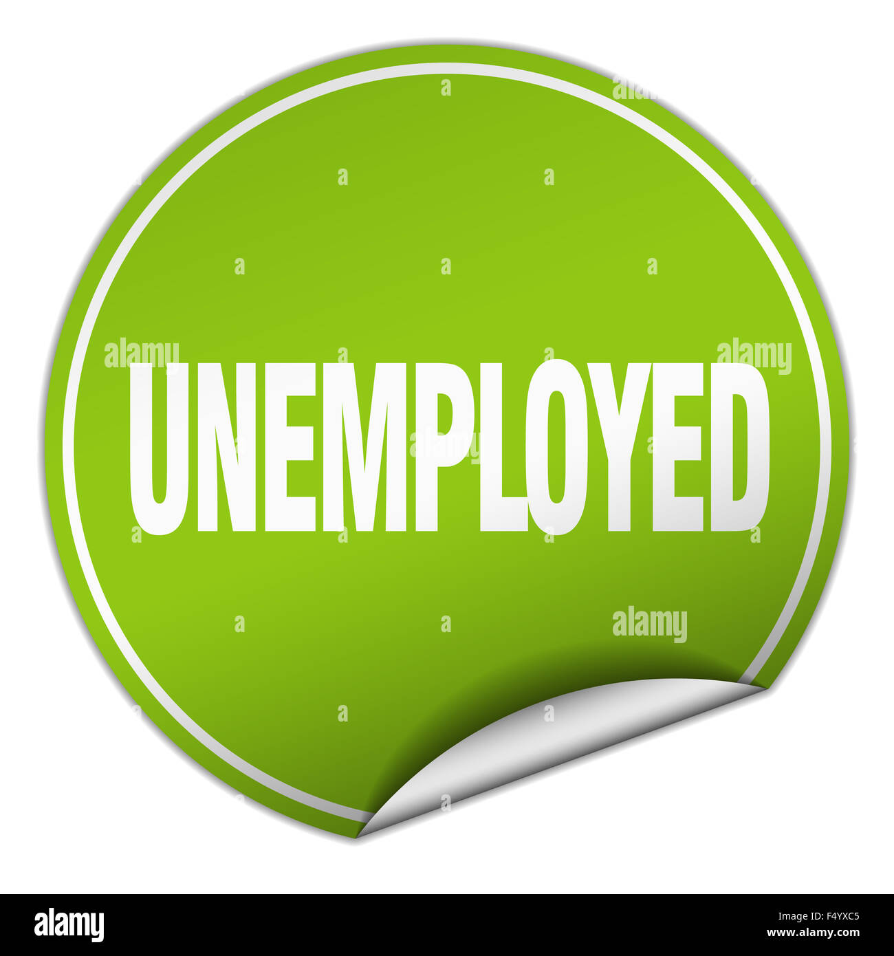 unemployed round green sticker isolated on white Stock Photo - Alamy