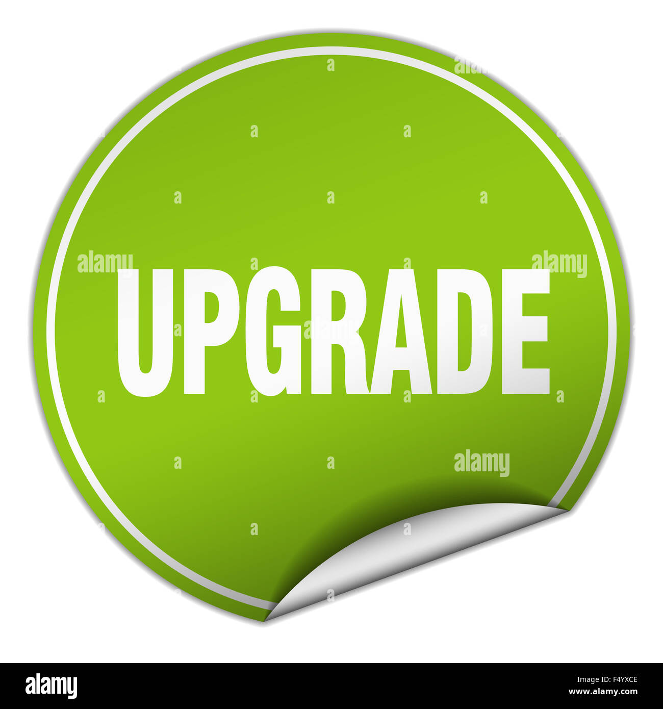 upgrade round green sticker isolated on white Stock Photo - Alamy