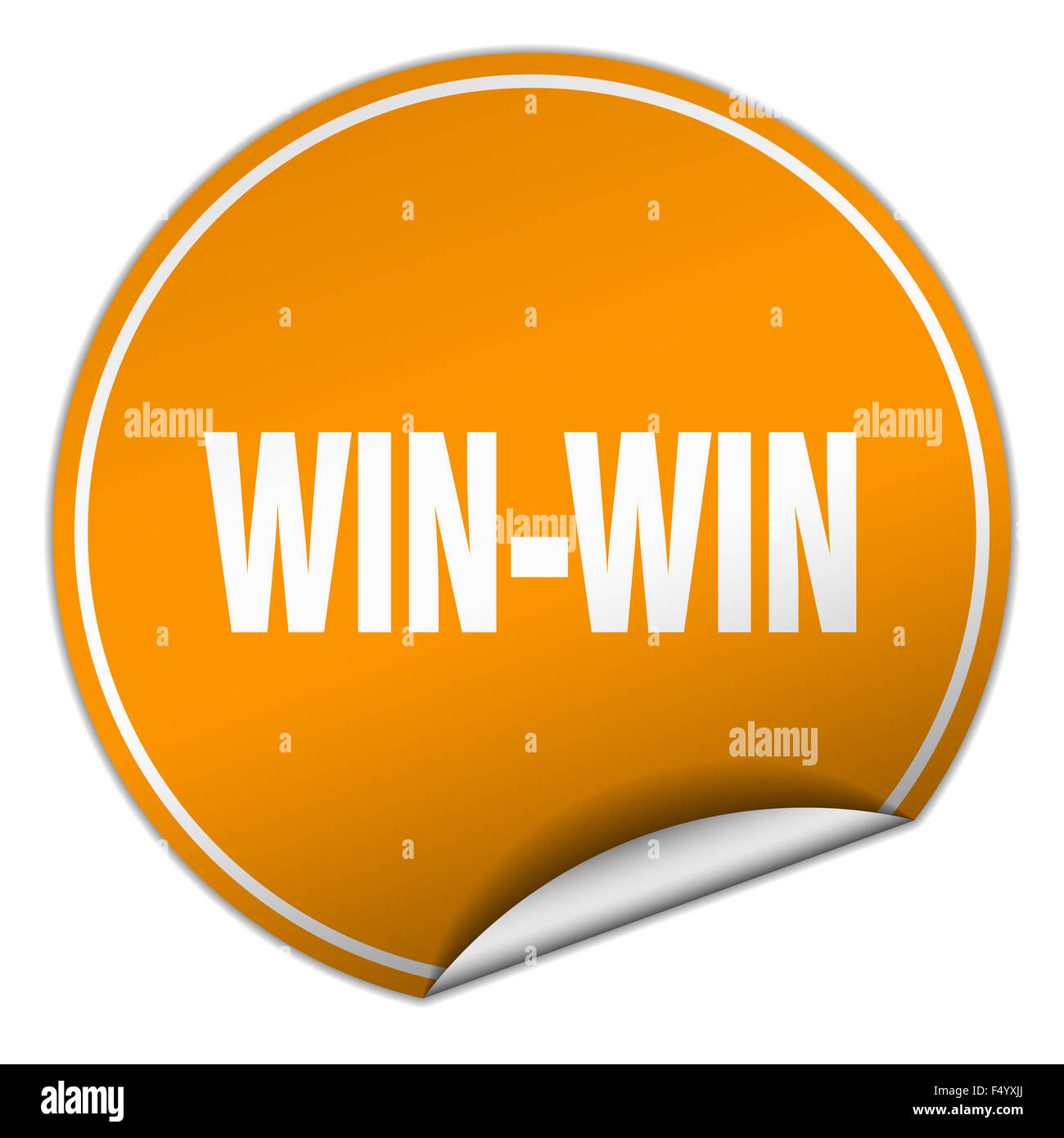 win-win round orange sticker isolated on white Stock Photo - Alamy
