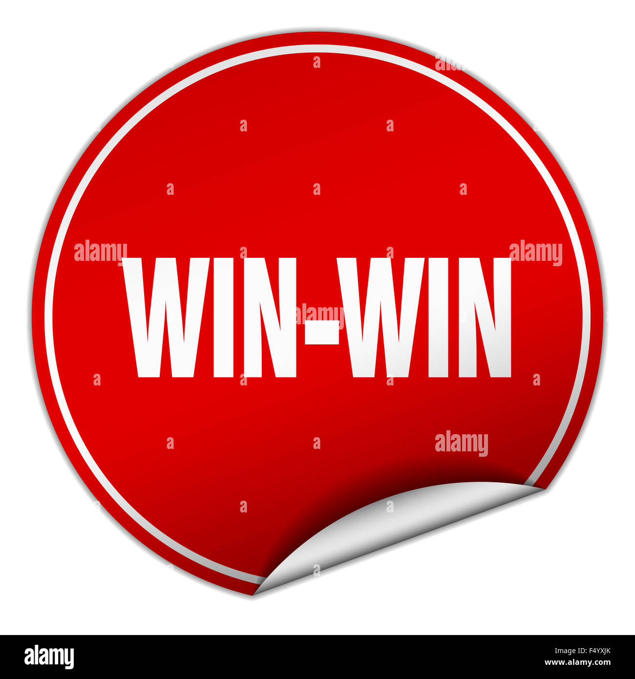 win-win round red sticker isolated on white Stock Photo - Alamy