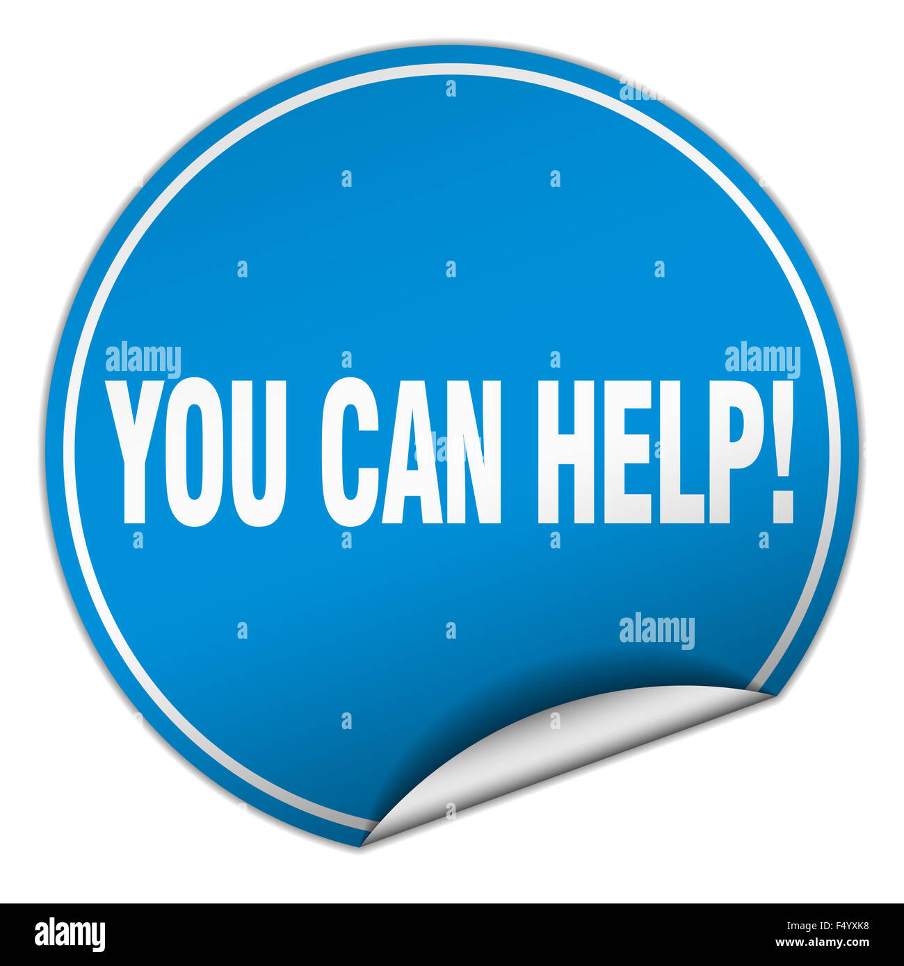 you can help round blue sticker isolated on white Stock Photo - Alamy