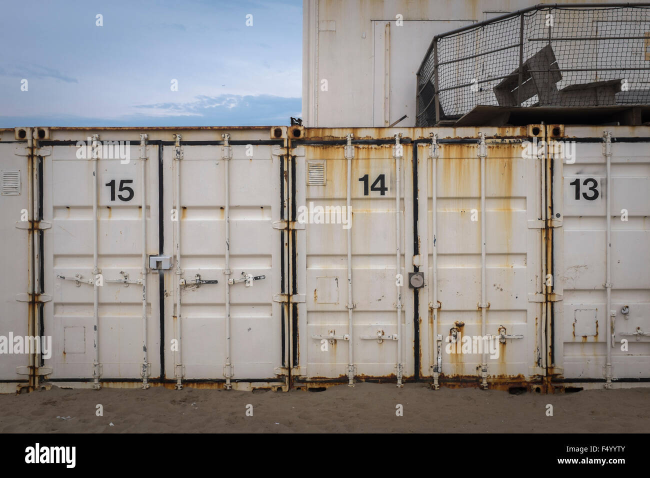 Shipping containers used for storage at Katwijk, Netherlands Stock ...