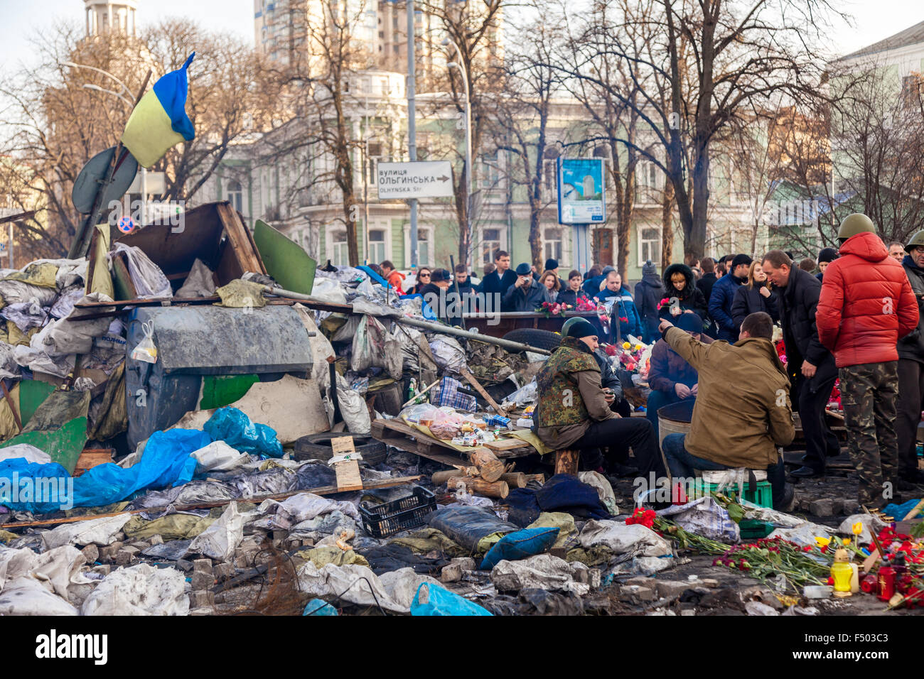 KIEV, UKRAINE - February 24, 2014: Mass anti-government protests in ...