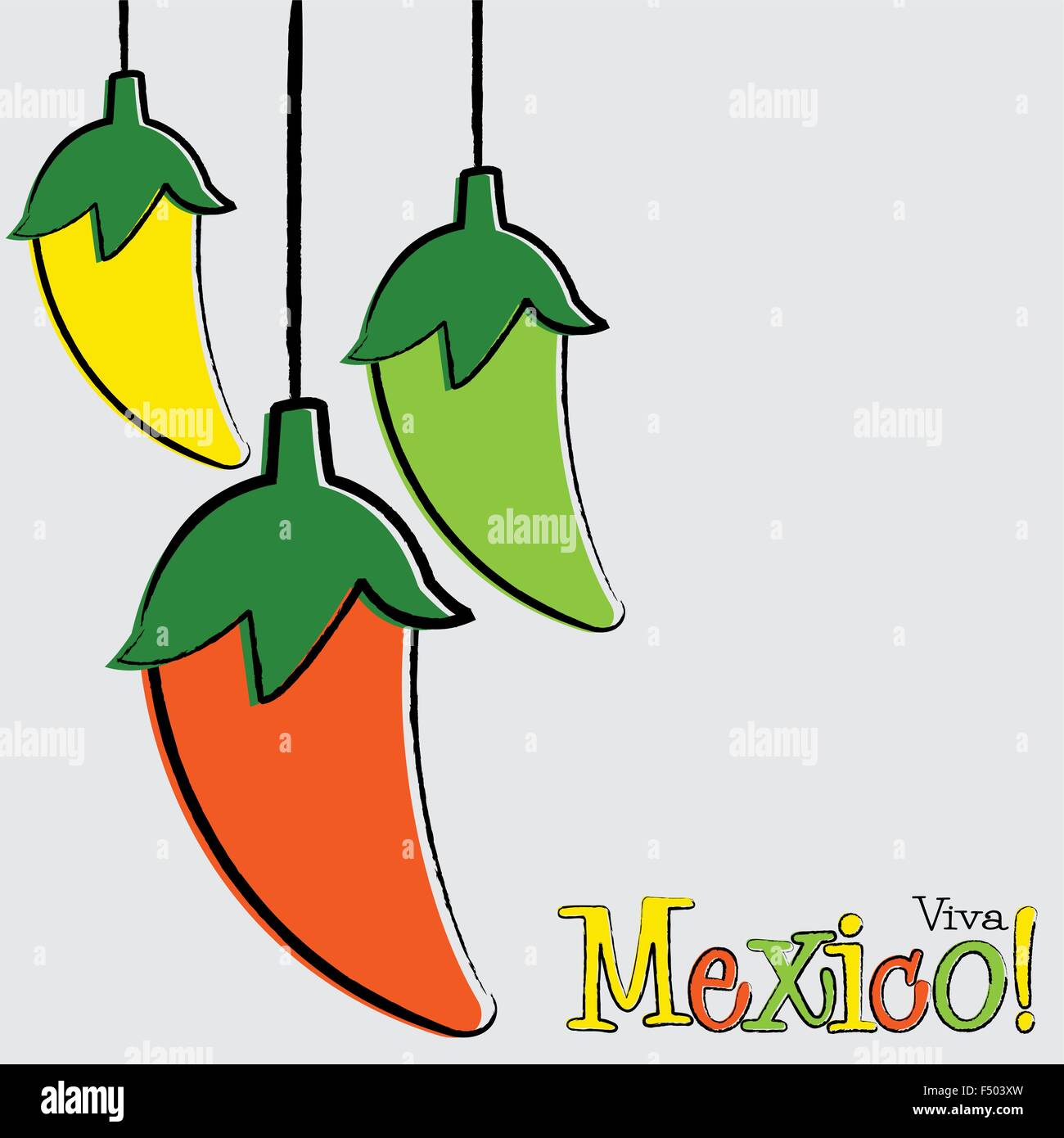 Hand Drawn chili pepper string card in vector format Stock Vector Image ...