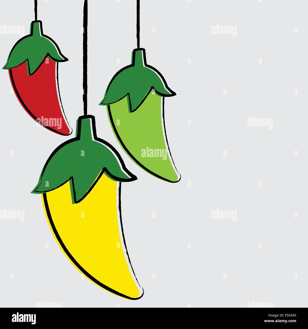 Hand Drawn chili pepper string card in vector format Stock Vector Image ...