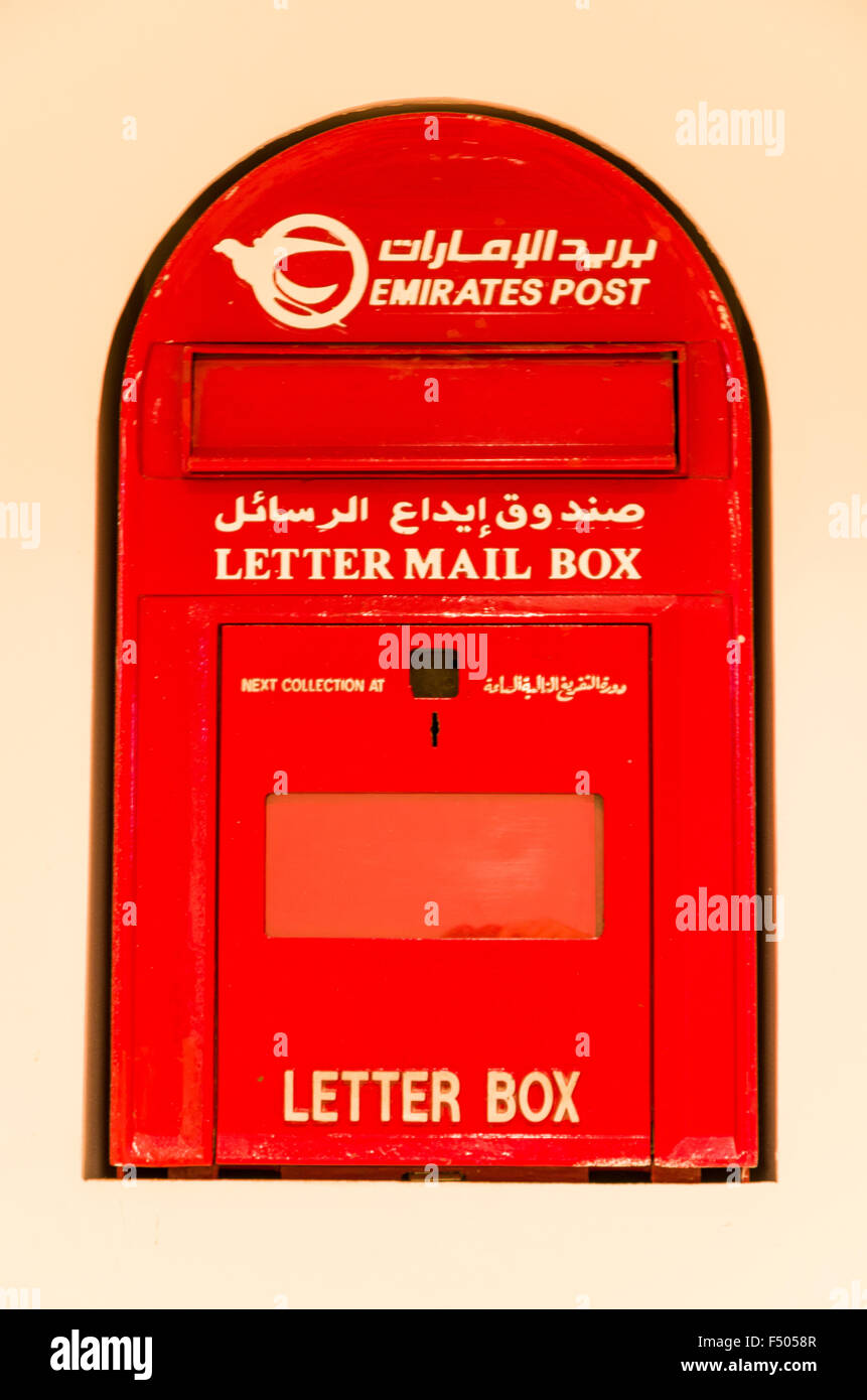 Red letter mail box of Emirates Post Stock Photo - Alamy
