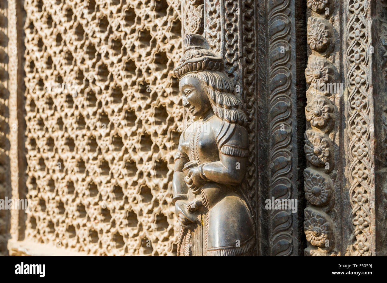 Beautifully carved wooden window Stock Photo - Alamy