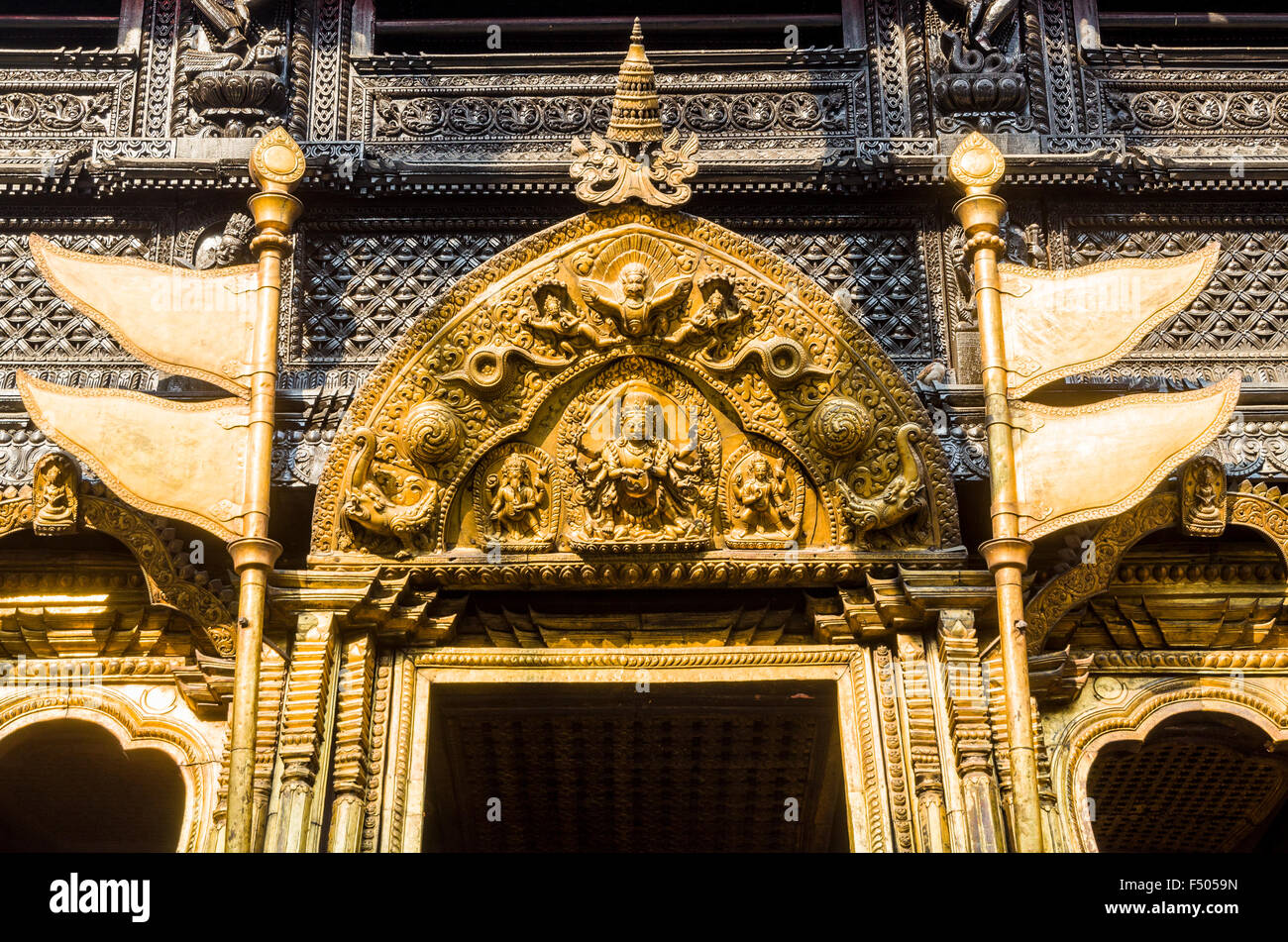 Brass decoration at the entrance of a temple Stock Photo - Alamy