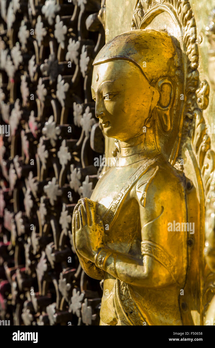 Brass image of a Goddess at Swayambhunath Stupa, the Monkey Temple ...