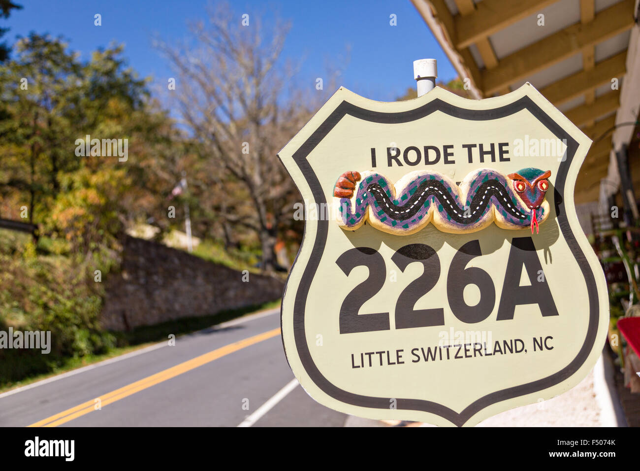 Sign marking the switchback mountain rural route 226A through the Blue ...