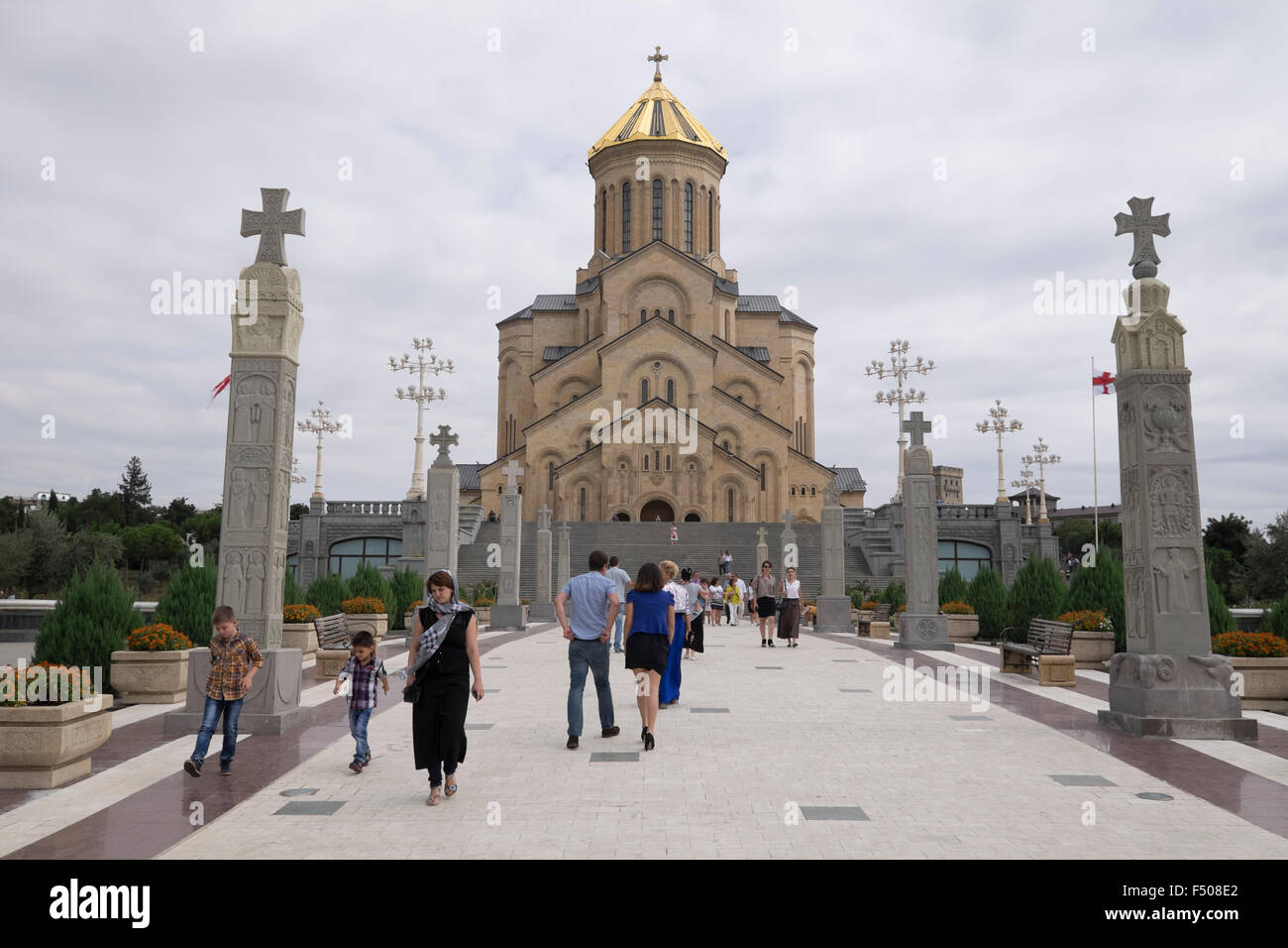 General view shots of St Trinity Church in Georgia's capital city ...