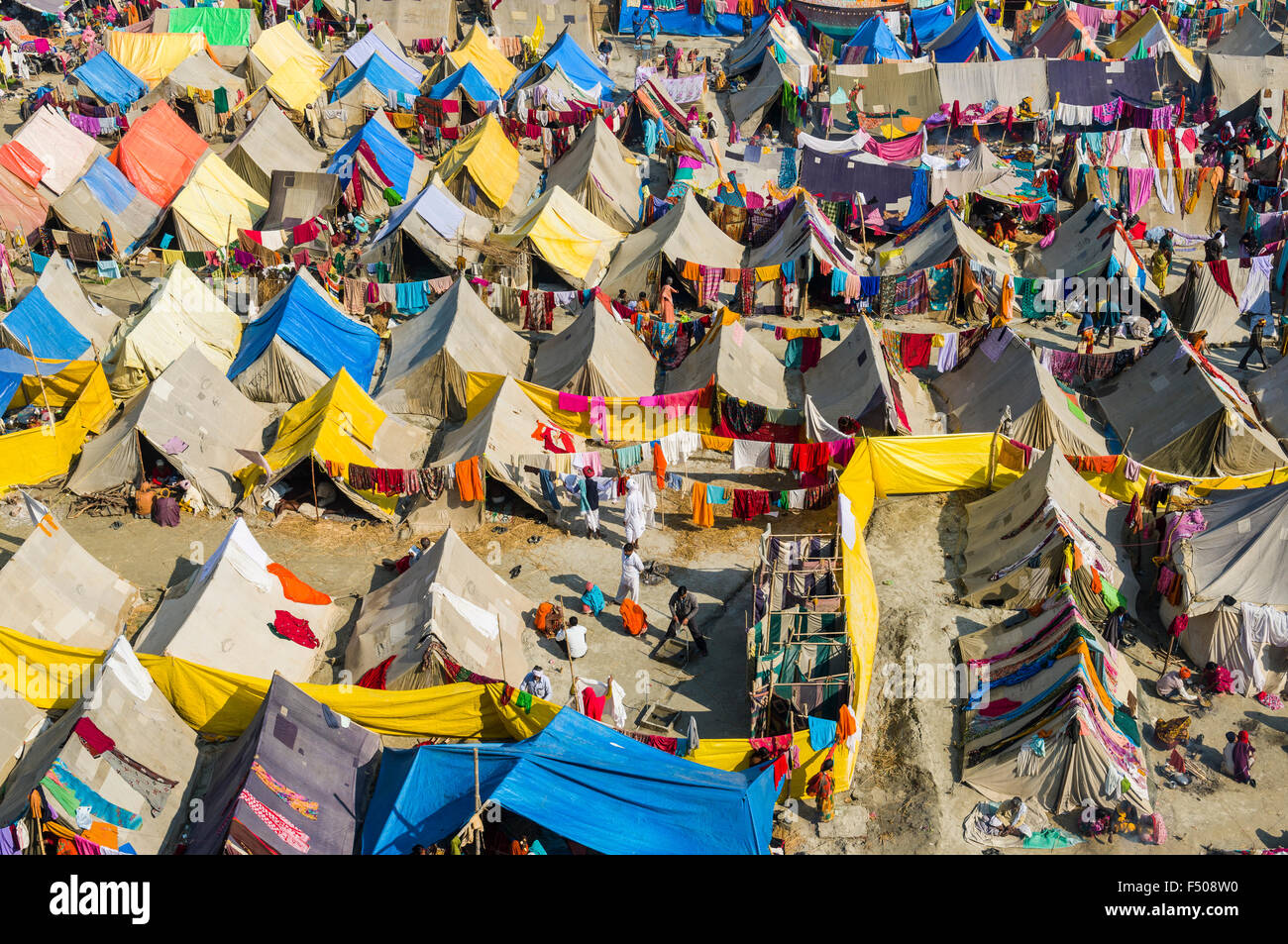 Some of millions of tents all over on the Kumbha Mela ground, seen from ...
