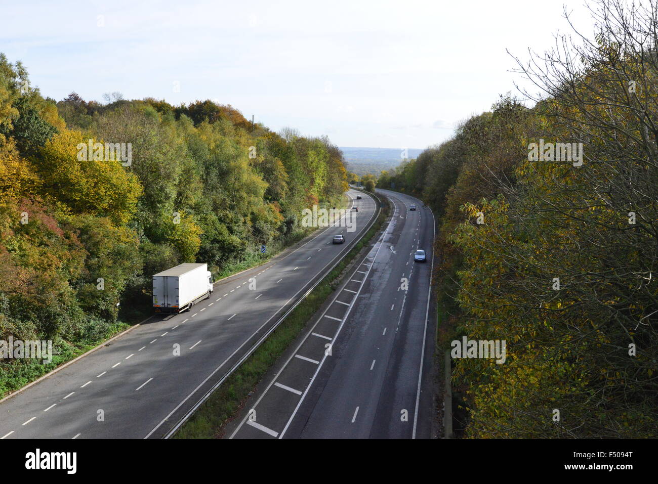 An English dual carriageway in Autumn/Fall Stock Photo - Alamy