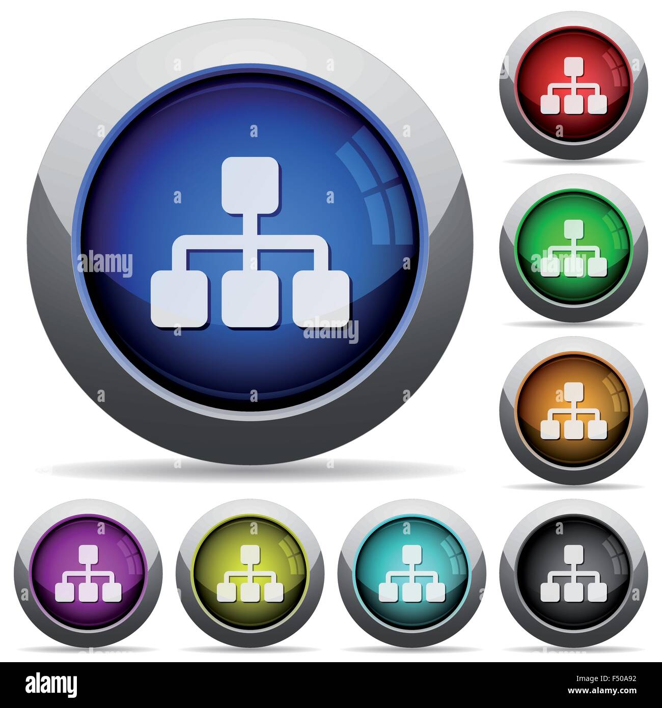 Set of round glossy network buttons. Arranged layer structure Stock Vector Image & Art - Alamy