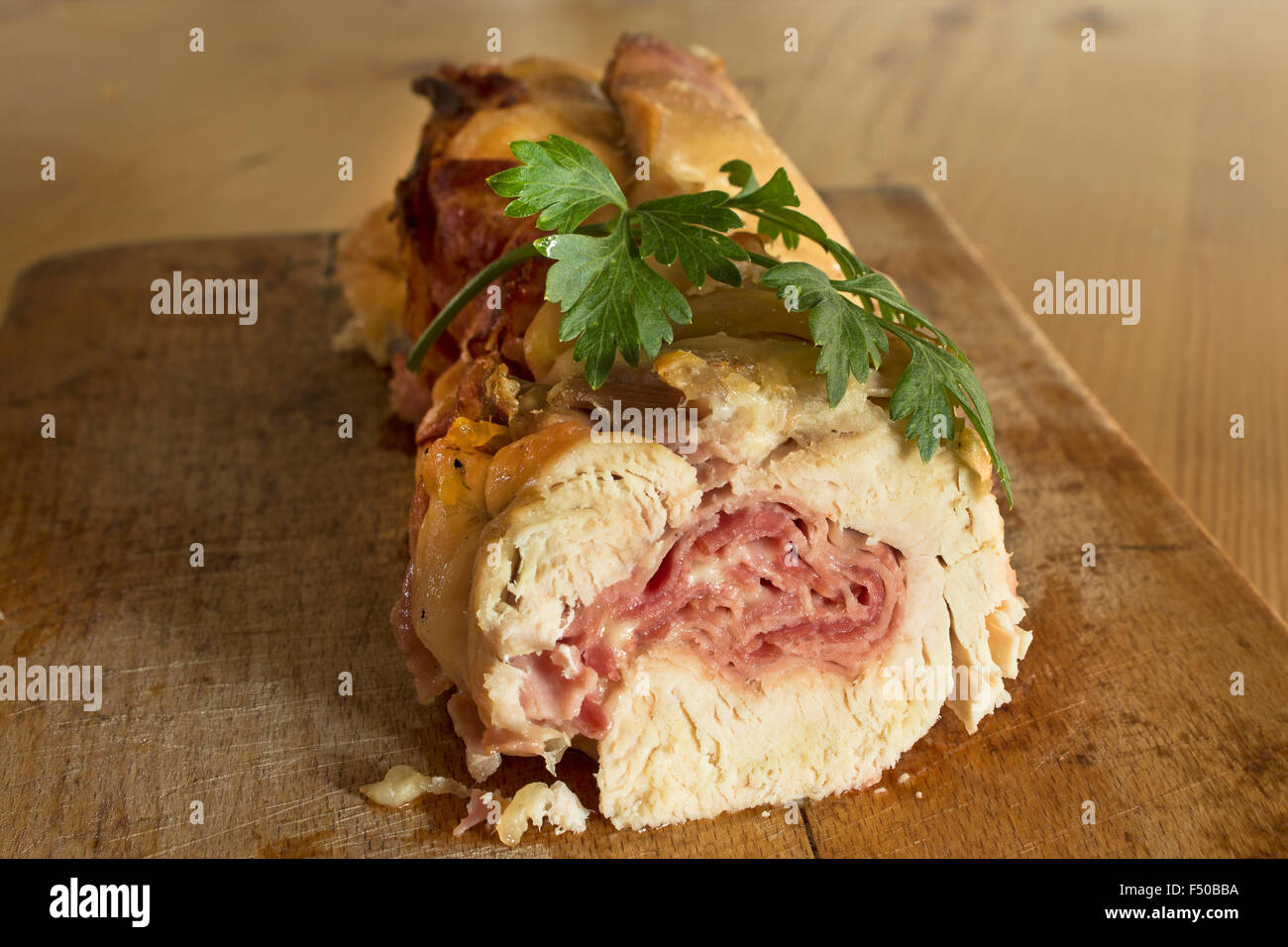 Rolled stuffed chicken meat hi-res stock photography and images - Alamy