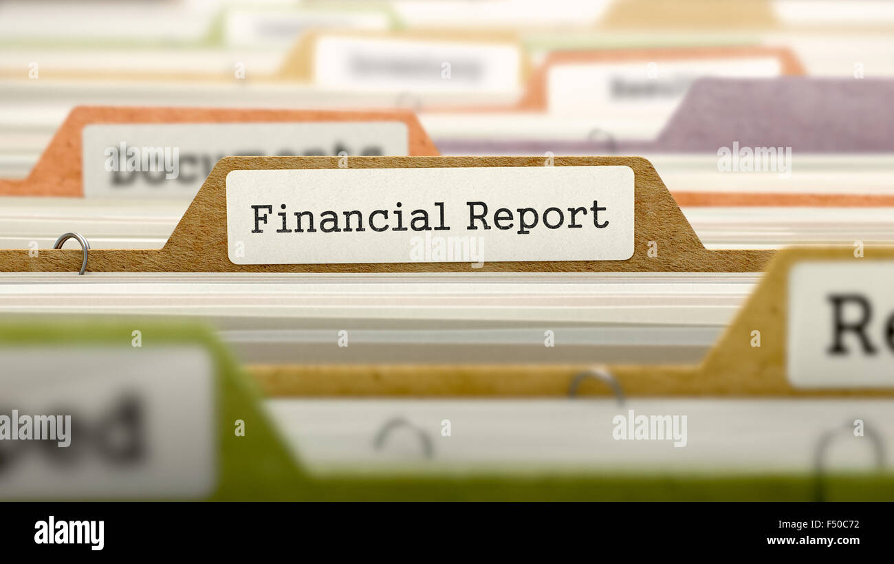 Financial Report Concept on File Label Stock Photo - Alamy