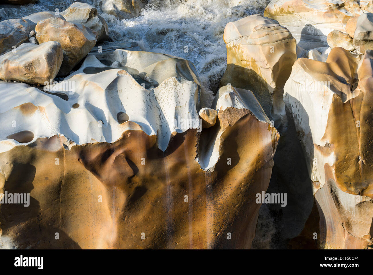 Details of water and stone of Gangotri Waterfall, the place, where the ...