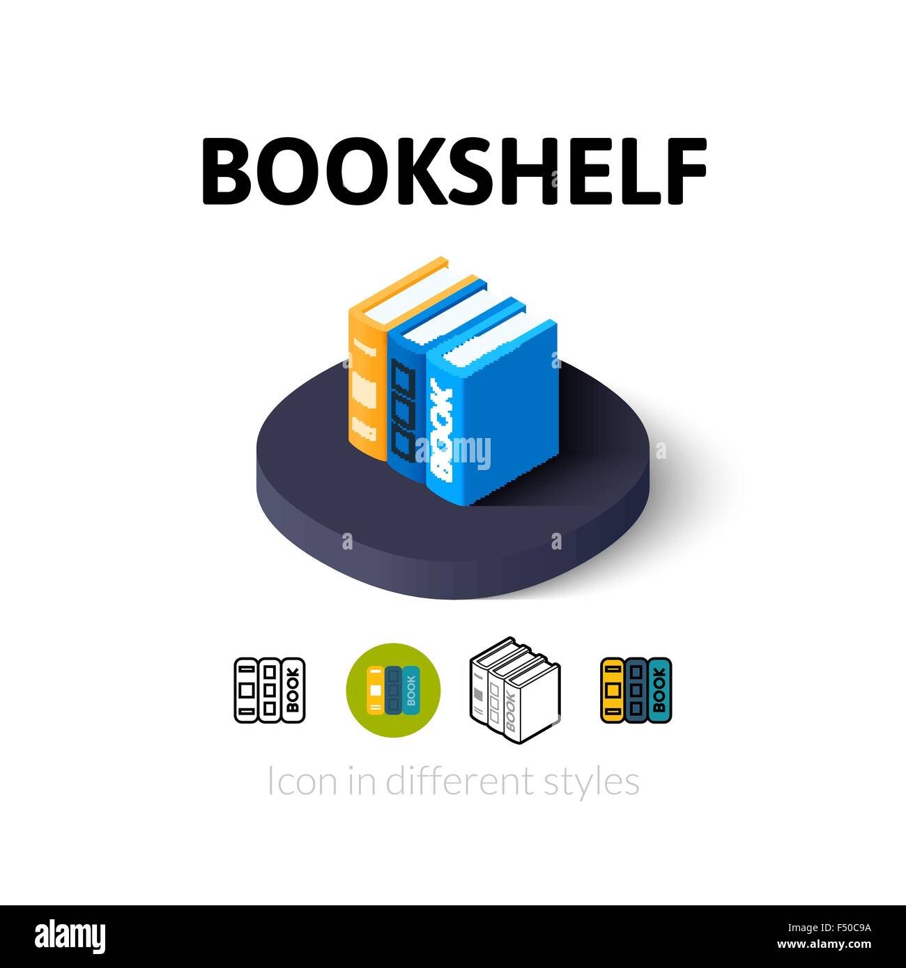 Bookshelf icon in different style Stock Vector Image & Art - Alamy
