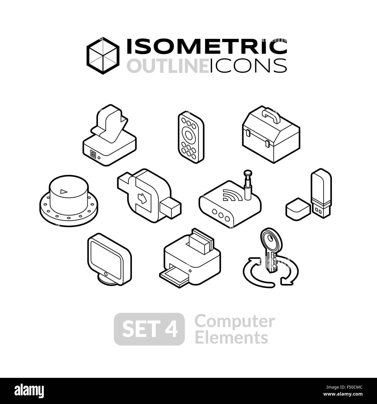 Isometric outline icons set 4 Stock Vector Image & Art - Alamy