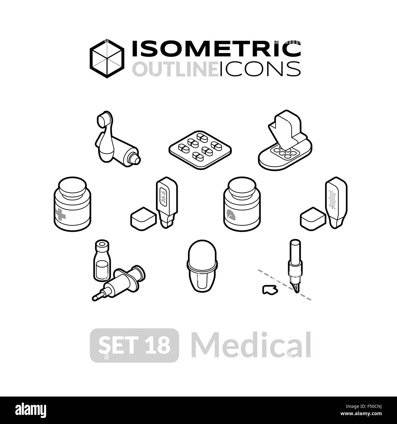 Isometric outline icons set 18 Stock Vector Image & Art - Alamy