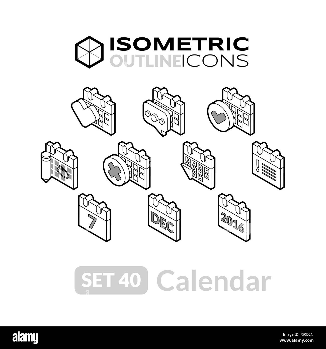 Isometric outline icons set 40 Stock Vector Image & Art - Alamy