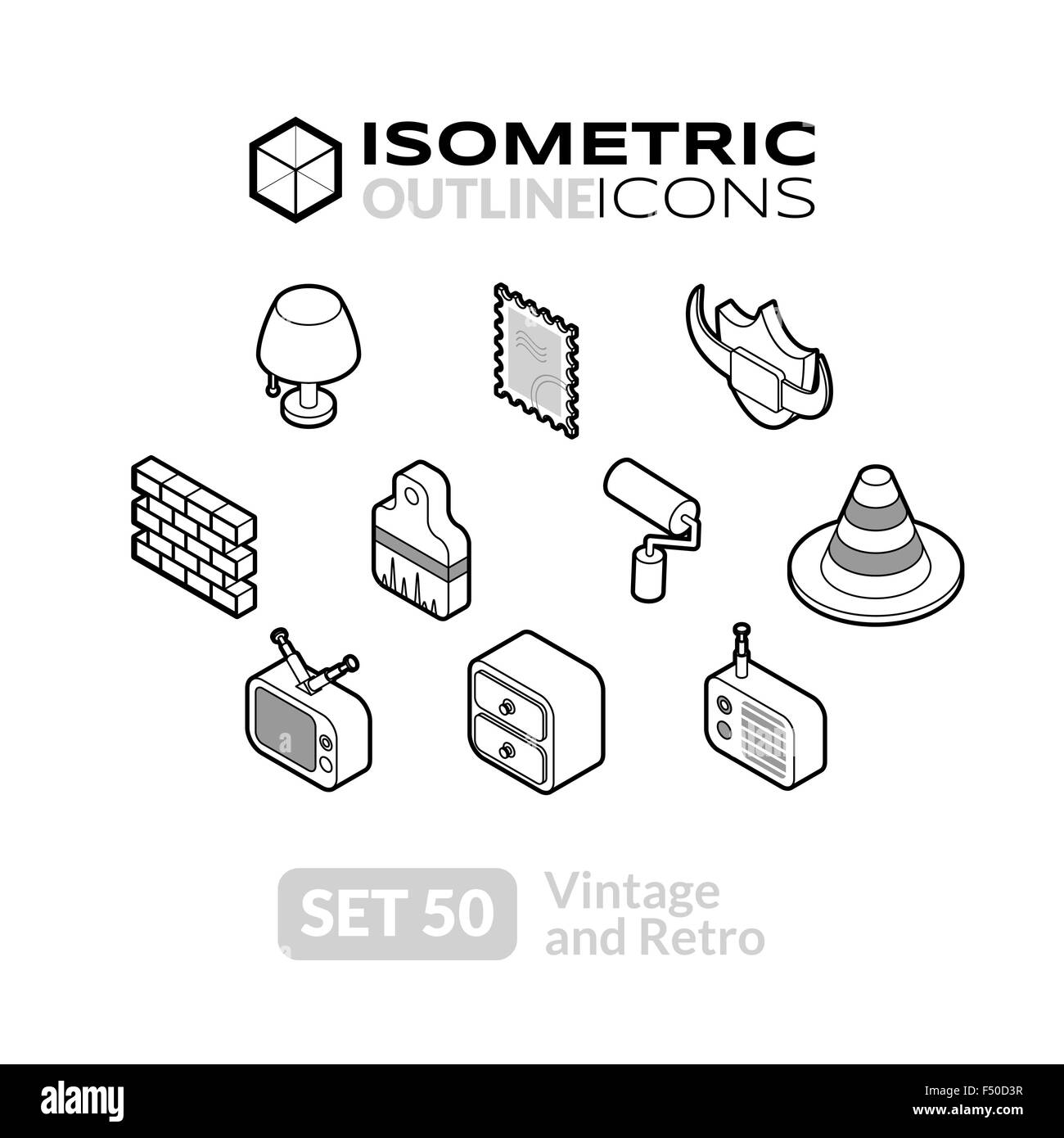 Isometric outline icons set 50 Stock Vector Image & Art - Alamy