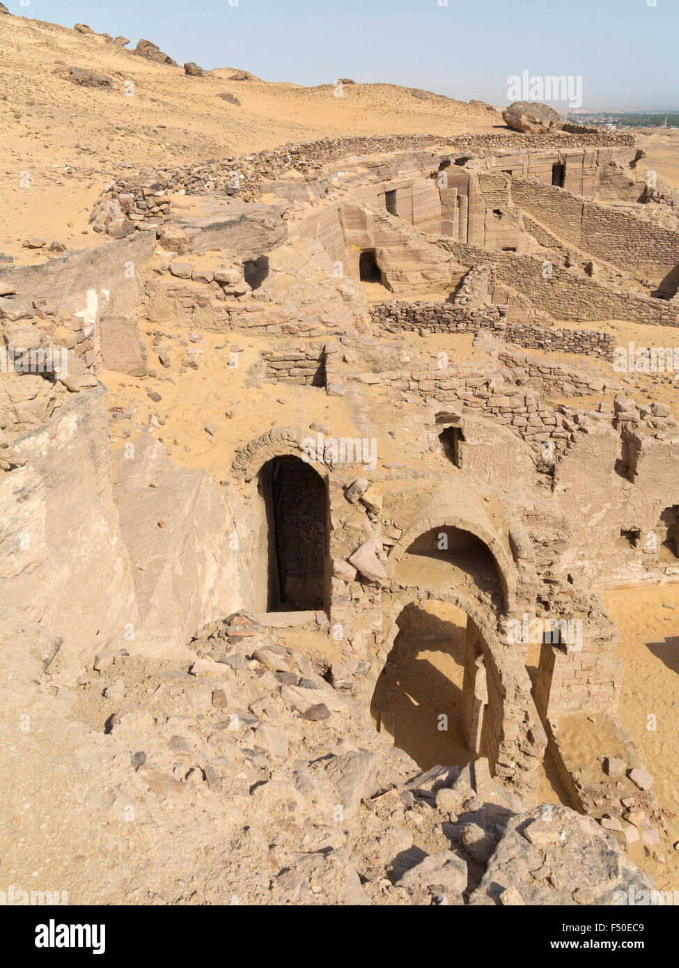 View of Tombs of The Nobles from the Tomb of the Wind, the domed Muslim ...